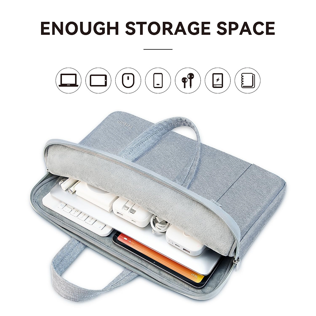 Ferkurn Laptop Bag Case Women Men Computer Sleeve with Shoulder Compatible with HP Envy Pavilion/Inspiron/Thinkpad/Vivobook/MSI/Surface,Waterproof Briefcase with Handle, Light Gray, 17 17.3 Inch