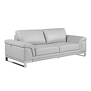 Blackjack Furniture Weston Collection Italian Leather Living Room Sofa, Light Gray