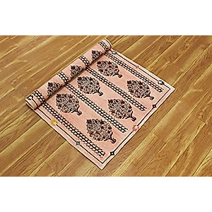 Casavani Indian Handmade Cotton Dhurrie Floral Beige Area Rug Floor Carpet For Doormat Best Uses For Bedroom,Living Room,Dining Room,Kitchen,Hallway Enterway 3x5 4x6 5x8 6x8 9x9 Feet Square