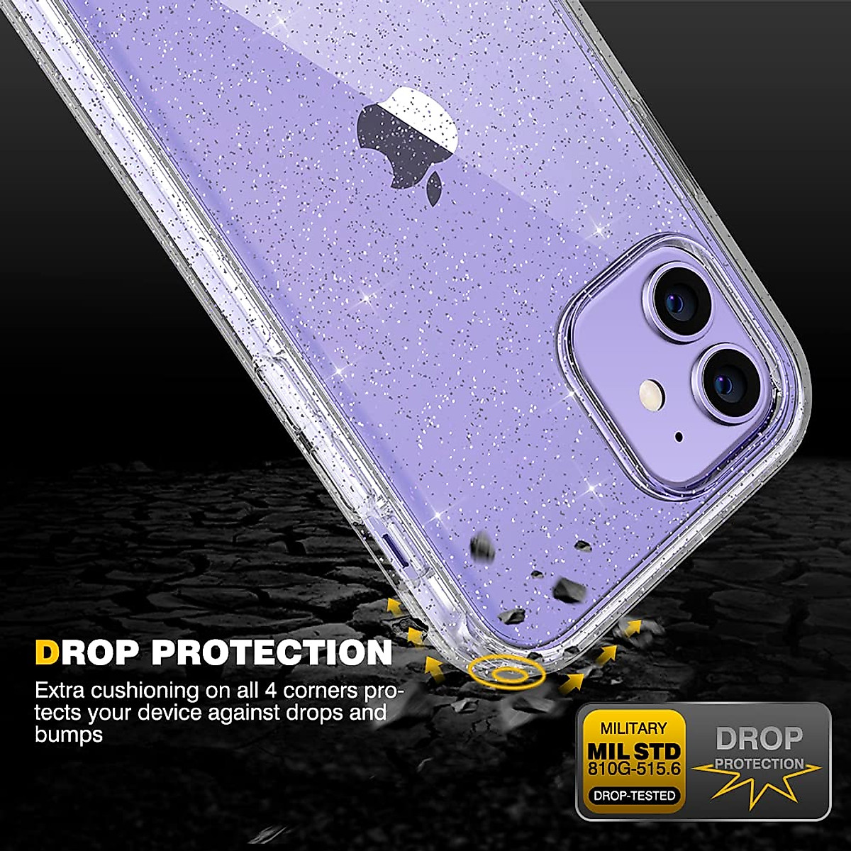 Diaclara iPhone 12 Mini Case - Full Body Rugged Case with Built-in Touch Sensitive Screen Protector, Soft TPU Bumper for iPhone 12 Mini 5.4" (Clear Glitter)