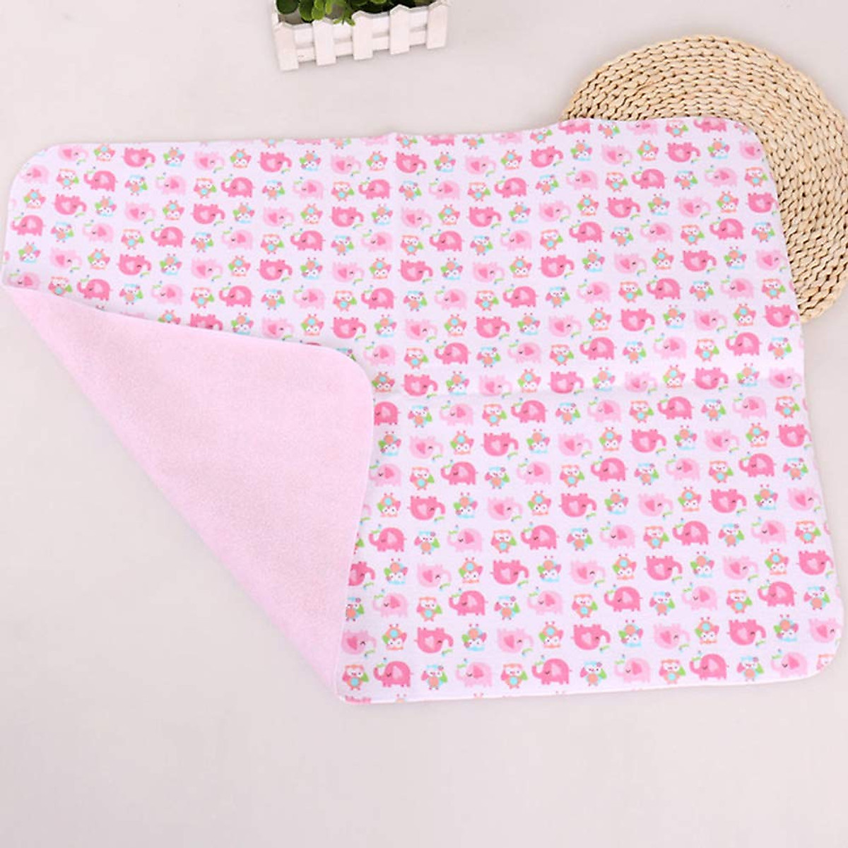 Kakalote Baby Changing Pad Portable Changing Mat Pink Elephant 30x45CM Travel Baby Changing Mat Waterproof Diaper Changing Pad Washable Reusable Breathable Mattress Pad for Newborn Infant Girls Boys