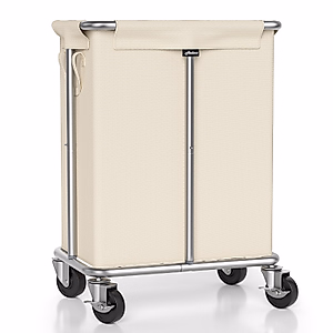 Hodonas Laundry Basket with Wheels, Rolling Laundry Hamper 170L Large Dirty Clothes Hamper Cart with Metal Frame and Removable Bag, Hampers for Bedroom, Bathroom, and Laundry Room Organization, Beige