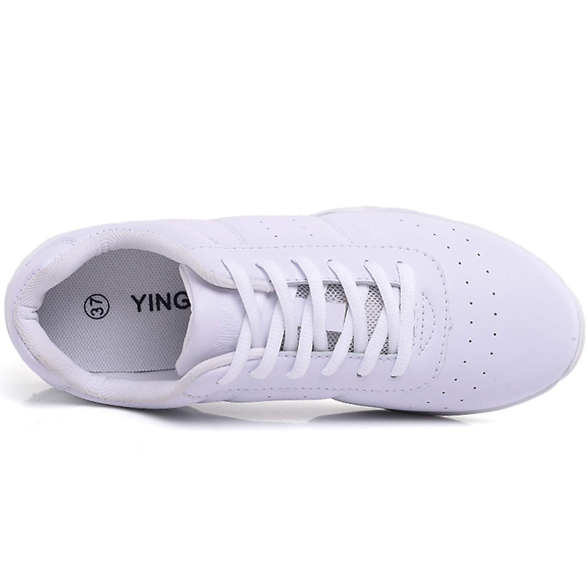 DADAWEN Adult & Youth White Cheerleading Shoe Athletic Sport Training Competition Tennis Sneakers Cheer Shoes White US Size 4 M Big Kid