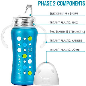 Ultimate Stainless Steel Sippy Cup | 9oz Insulated Sippy Cup for Toddlers Insulates 10+ Hours | Leak-free, Non-toxic Medical Grade Silicone and Stainless Steel Sippy Cup for Baby - Blue