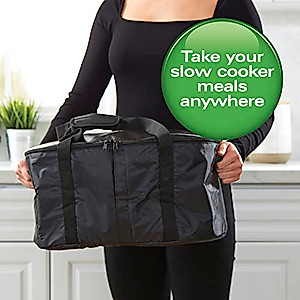 Hamilton Beach Portable Slow Cooker Travel Bag, Insulated Carrier Case for 4, 5, 6, 7 & 8 Quart Crock, Internal Mesh Net Holds Pot in Place, Compatible with Other Brands, Black (33002)