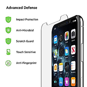 Belkin Screen Protector for Apple iPhone 11 Pro Max or iPhone XS Max with Antimicrobial-Treated and Included Easy Align Tray for Simple, Bubble Free Installation, ScreenForce TemperedGlass
