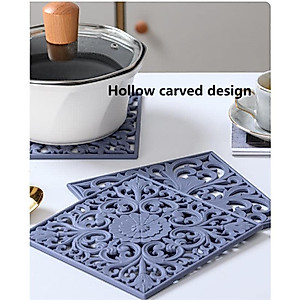 Smithcraft Silicone Trivets for Hot Dishes, Square Trivet Mat for Hot Pots and Pans, Hot Pads for Kitchen, Heat Resistant Mats for Counter & Table, Multi Function Silicone Pot Holders Set of 3 Green