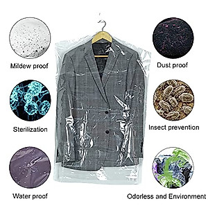 30 Pack Clear Plastic Clothes Covers 35.4inch Dry Cleaning Hanging Dust Proof Garment Bags for Home Storage Clothing Stores & Dry Cleaners.