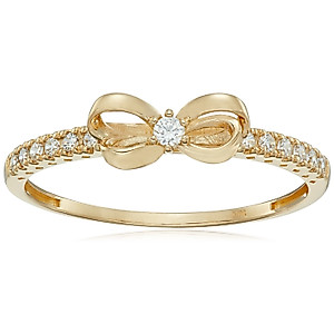 Amazon Essentials 10k Gold Infinite Elements Cubic Zirconia Bow Ring, Size 7 (previously Amazon Collection)