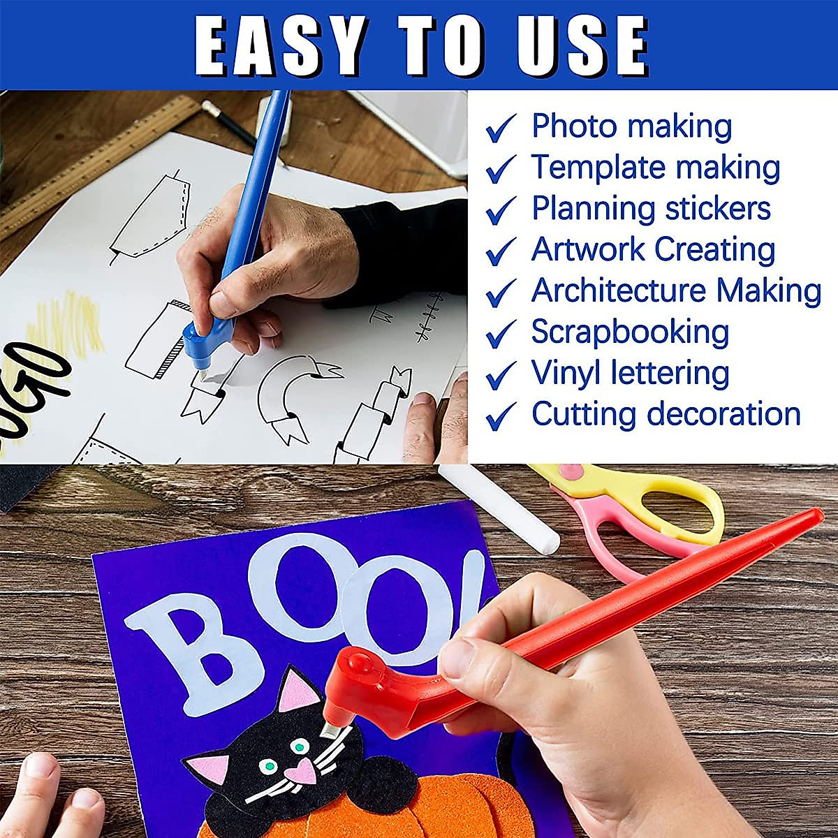 Abizarch Craft Cutting Tools Kit 360 Degree Rotating Gyro Cutting Tools Art Cutting Tools with Cutting Pen 15/30/45 Degree Blades Cutting Mat for DIY Craft Hobby Scrapbook Stencil