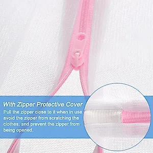 uxcell 2Pcs Shoes Washing Bag, 8.7 x 13 Inch Cylinder Fine Mesh Laundry Bags for Washing Machine Wash Sneakers, Slippers, Delicate, Underwear, White/Pink