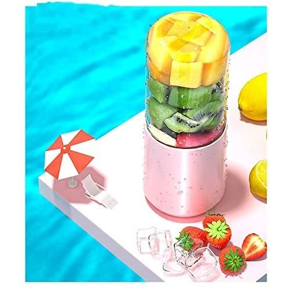 MXJCC Smoothie Blender for Kitchen, Personal Mini Blender for Shakes and Smoothies, Travel, Fitness with Safety Lock (Color : Green)