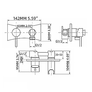 MINJING Handheld Bidet Sprayer for Toilet, 2- Function, Wall Mounted Hot and Cold Faucet Mixer Tap, Bathroom Handheld Toilet Bidet Faucet Women Flusher Sprayer Kit,Brushed