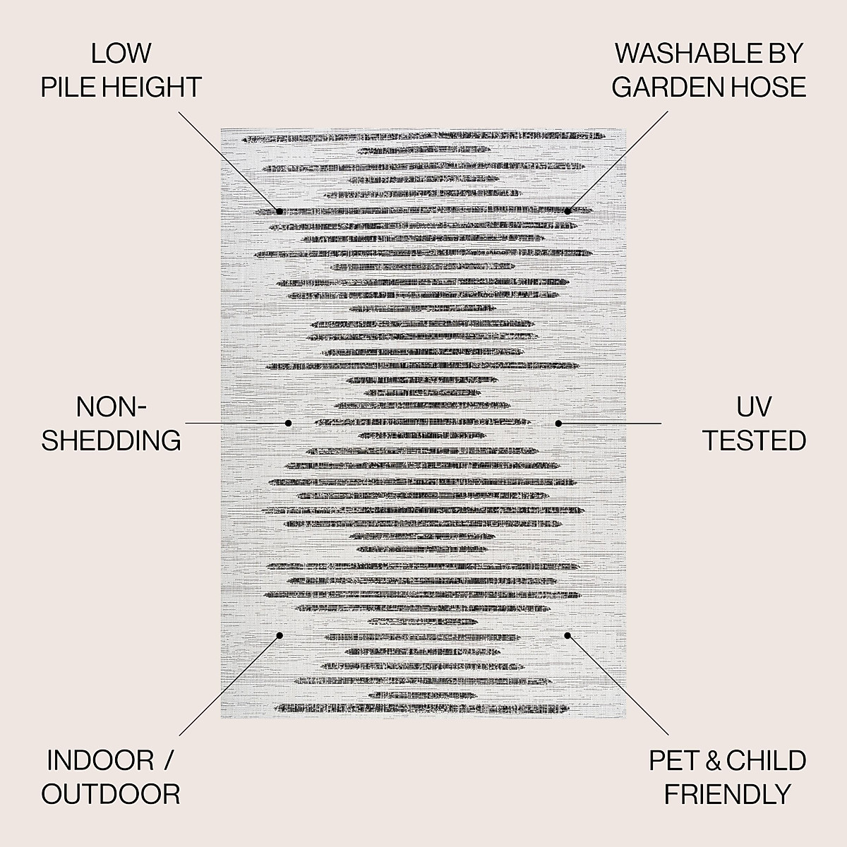 JONATHAN Y SMB124D-3 Zolak Berber Stripe Geometric Indoor Outdoor Area-Rug Bohemian Contemporary Easy-Cleaning Bedroom Kitchen Backyard Patio Non Shedding, 3 X 5, Ivory/Black