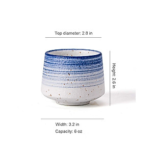 TANG PIN Handcrafted Ceramic Tea Cups Chinese Kung Fu Tea Cup Set of 2, Coffee Mugs for Cappuccino, Ceramic Sake Cups, 6 OZ(Black & White)