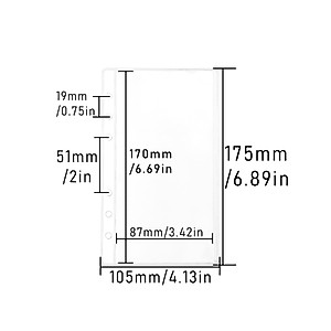 12pcs A6 Binder Pockets Zipless Clear Cash Envelopes Loose Leaf Binder Sleeves PVC Sheet Protectors 6 Holes for 6 Ring A6 Binder Organizer Photos Cards Bills (Clear A6 Binder Pocket)