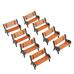 MARRTEUM Park Street Bench Chair Model Scenery Decoration 1:50 Settee 2.8 CM/ 1.1 INCH Scene Accessory for Train Platform, Architecture Models, 8 PCS