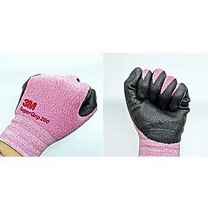 Lightweight Nitrile Work Gloves, 3D Comfort Stretch Fit, Durable Power Grip Foam Coated, Smart Touch, Thin Machine Washable, 5 Pairs Pack (Large, Pink)
