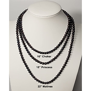 Black Freshwater Cultured Pearl Necklaces 22 Inch for Women AA Quality 8mm Black Necklace Sterling Silver Clasp - Orien Jewelry