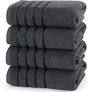 Utopia Towels 4 Pack Premium Viscose Oversized Bath Towels Set, 100% Ring Spun Cotton (27 x 54 Inches) Highly Absorbent, Quick Drying Shower Towels for Bathroom, Spa, Hotel and Gym (Grey)