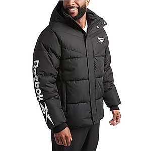 Reebok Men's Winter Jacket - Heavyweight Quilted Puffer Parka Coat - Weather Resistant Ski Jacket for Men (M-XXL), Size Medium, Black