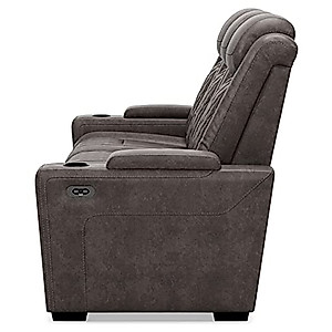 Signature Design by Ashley Hyllmont Power RecliningSofa with Adjustable Headrest, Weathered Gray