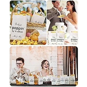 48Pcs Thanks for Poppin' By to Celebrate Popcorn Bags Engagement Wedding Party Favors Popcorn Bags Engaged Wedding Bridal Shower Goody Snack Treat Bags Grease Resistant