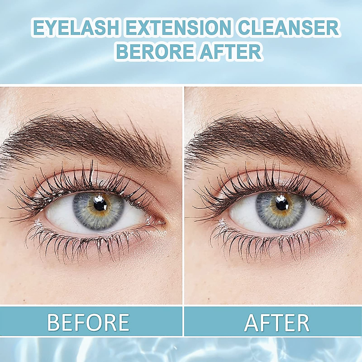 BUCICE Eyelash Extension Kit, 50ml Lash Shampoo Lash Mousse for Eyelash Extensions Cleanser, Lash Fan USB Handheld Air Conditioning Blower Fan, with Mascara Brushes Nose Brushes and Wash Bottle Set