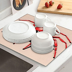 Cute Little Red Spider Washable Kitchen Countertop Drying Mat 16x18in For Halloween Christmas Housewarming Gift Dishes Drainer