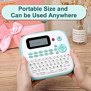 Labelife Label Maker Machine with Tape, Portable Label Maker D210S, QWERTY Keyboard, Easy-to-Use, Handheld Label Maker with Laminated Tape and Adapter, for Home Office and School Organization, Green