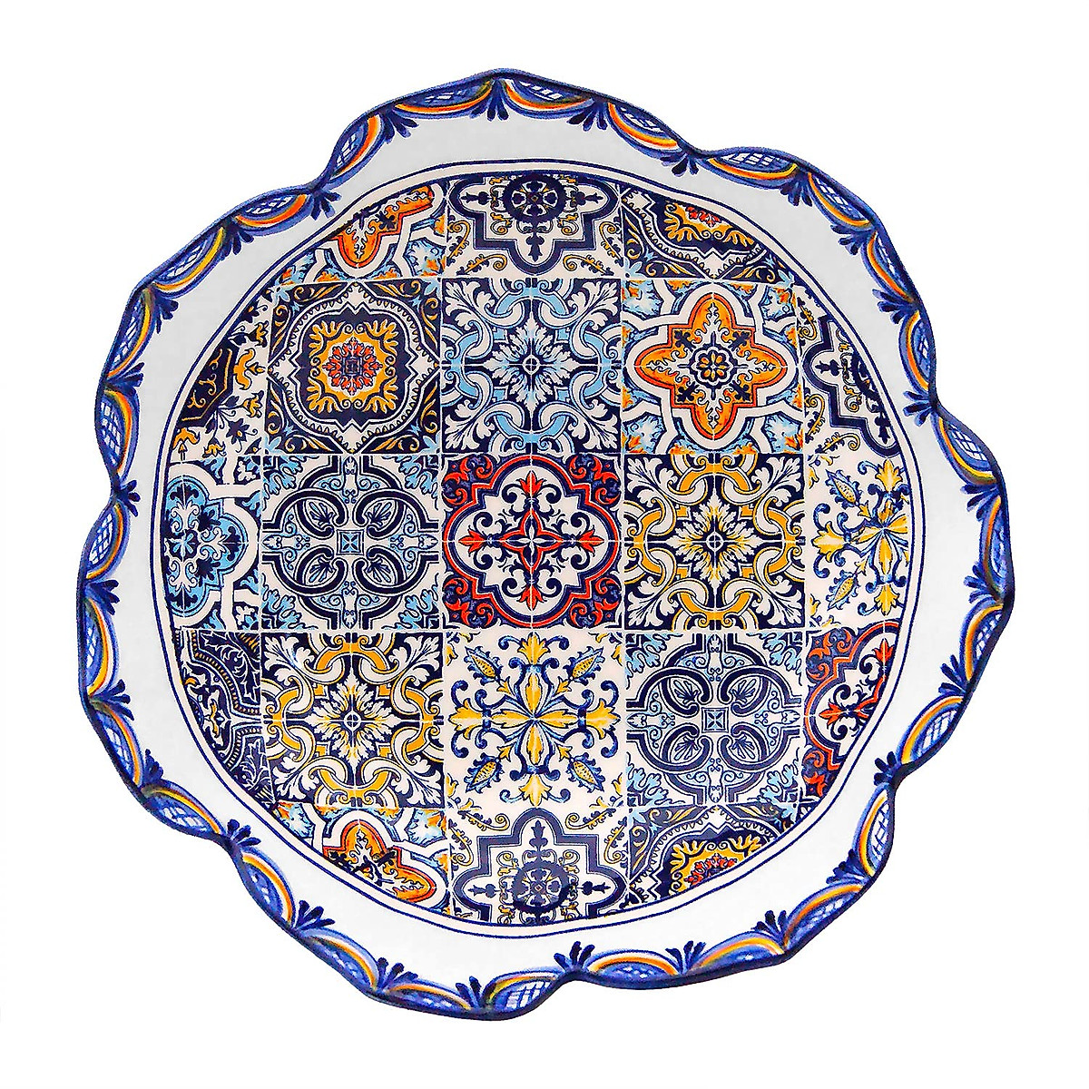 Alcoa Arte Portuguese Pottery Alcobaça Ceramic Decorative Salad Serving Bowl (Yellow), 8.5 in x 8.5 in x 3 in Inch (L x W x H), 175