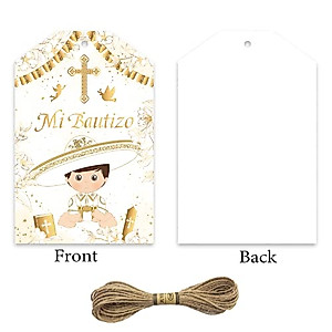 Mi Bautizo Decorations-Gold Religious Boy Baptism Favor Tags for Boy God Bless,Baptism Party Decoration Christening Supplies Gift Bags Box Envelope Mi Bautizo Tags Baptism Thank You Tags