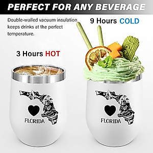 Customized Florida Gift,Florida Coffee Mug 12oz Wine with Lid 18/8 Stainless Steel Cup,Unique Oliday Travel Supplies