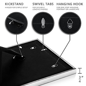 Langdon House 11x14 Silver Picture Frame, Contemporary Glam Photo Frame 11 x 14, Wall Mount or Table Top, Celebration Collection