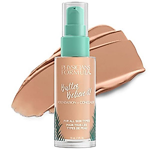 Physicians Formula Butter Believe It! Foundation + Concealer, Light-to-Medium | Dermatologist Tested, Clinicially Tested