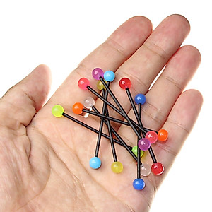 Oasis Plus 9pcs 14G 2 Inch Glow in The Drak Industrial Barbell Pregnancy Sport Maternity Navel Belly Button Ring