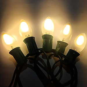 C7 LED Frosted Christmas Light Bulb, 25 Pack C7 Christmas Replacement Bulbs with Frosted Glass, 0.6W E12 Candelabra LED Light Bulbs for Chandeliers Candle Lamps Night Light Christmas String Lights