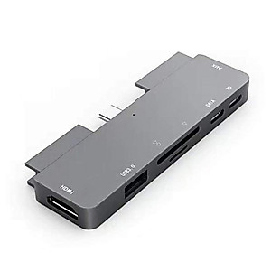 USB C Hub Multiport Adapter - 7 in 1 Portable Space Aluminium Dongle with 4K HDMI Output, 1 USB 3.0 Ports, SD/Micro SD Card Reader, Type C PD, Type C Data, Compatible for MacBook Pro