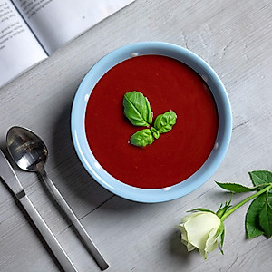 City to Cottage Handmade Light Sky Blue And White Pottery Polka Dot Glazed 7.3inch/18.5cm, 14oz/400ml Salad, Pasta, Fruit, Cereal, Soup Bowl | Unique Ceramic Dinnerware, Housewarming Gift