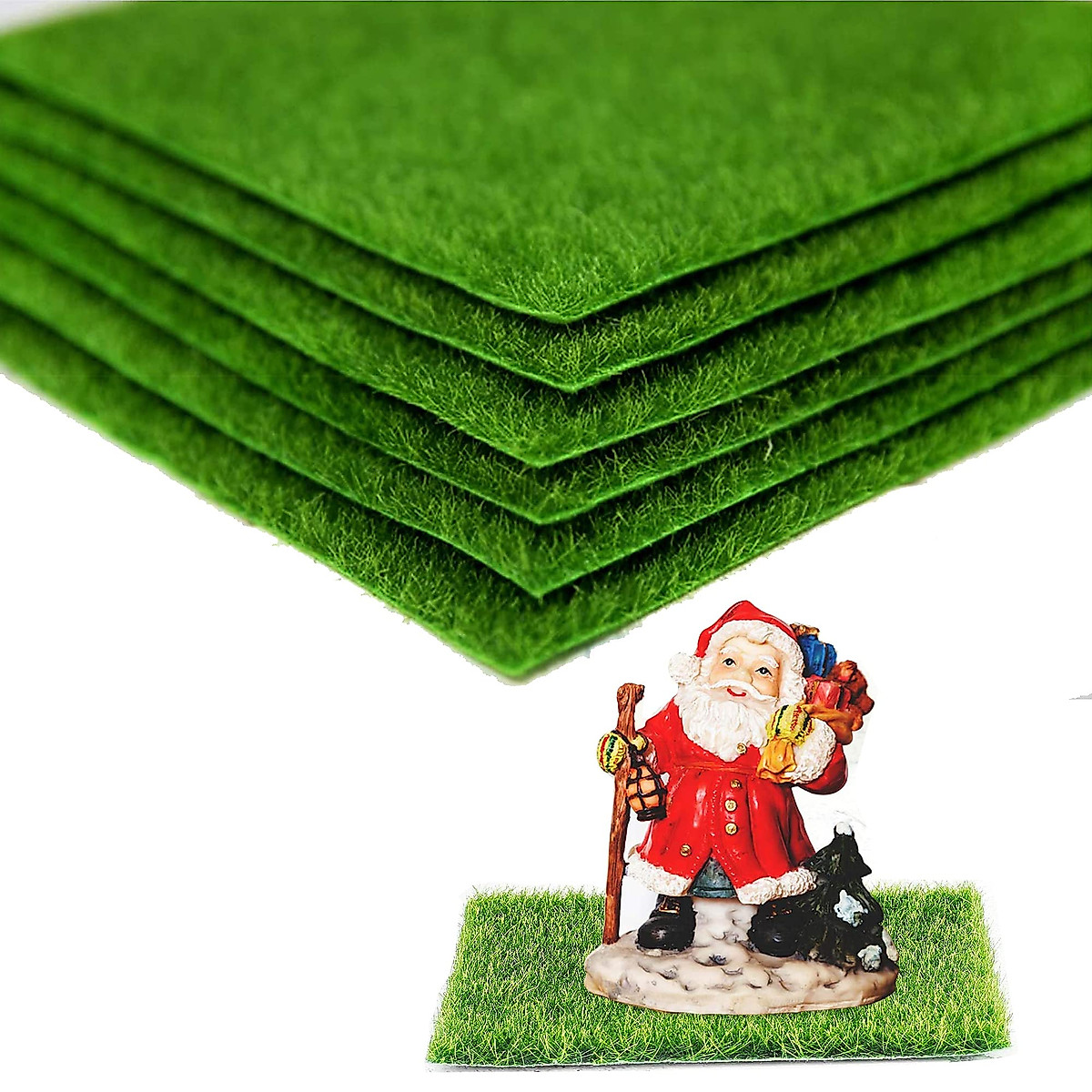 Cayway 28 PCS Artificial Garden Grass and Artificial Moss Rocks Decorative Set, 5.9 x 5.9Inch 12 PCS Fairy Artificial Grass and 15 PCS Green Moss Balls, Floral Scissors for Decoration, Fairy Gardens