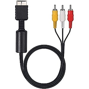 PS2 PS1 PS3 to AV Cable 6ft AV Cable Compatible for Playstation 1 2 3 Replace AV Cable - Black