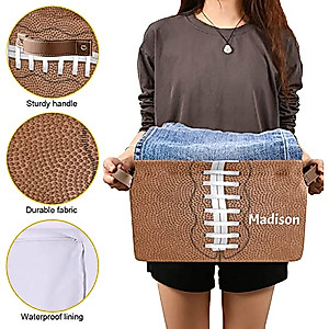 Football Laces Personalized Storage Basket ,Custom Storage Bins Cubes Organizer with Handle for Bedroom Wardrobe,Nursery,Basket 1 Pack