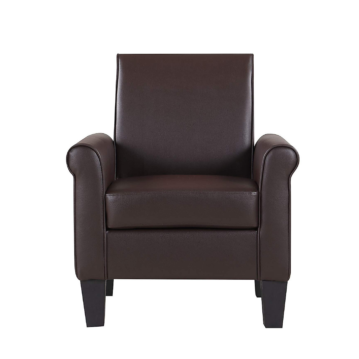 Lohoms Modern Faux Leather Accent Chair Upholstered Living Room Arm Chairs Comfy Single Sofa Chair Espresso