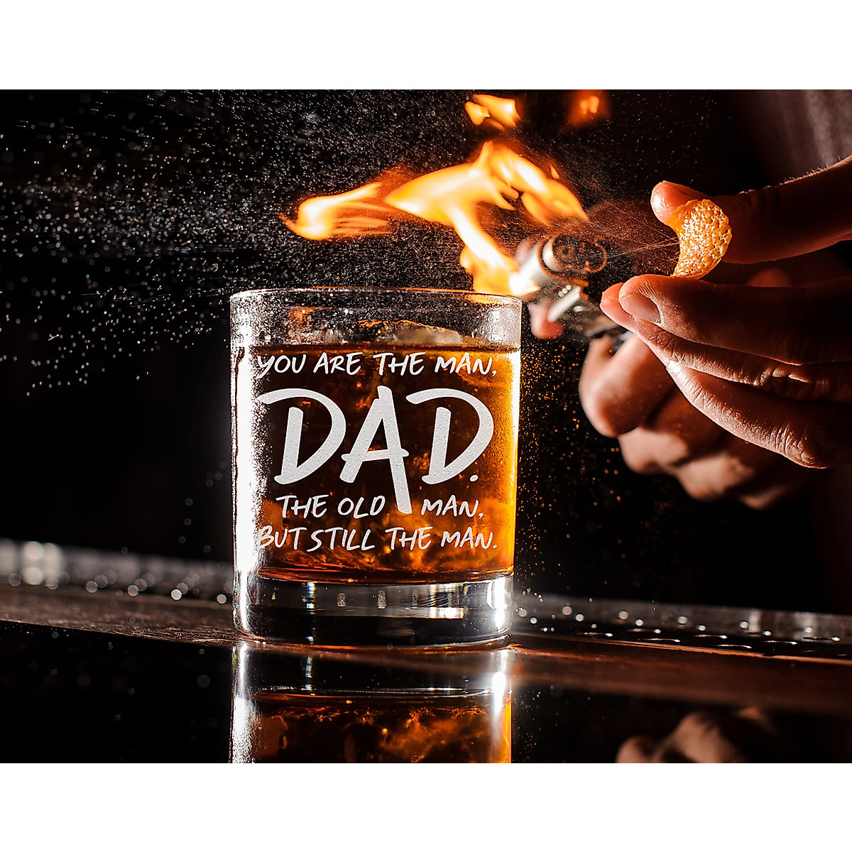 CARVELITA Dad, The Man, The Old Man Funny 11oz Whiskey Glass, Best Father's Day Gifts For Dad, Unique Gag Gift Idea For Him From Daughter, Son, Wife, Kids, Cool Birthday Present For Men, Guys, Fun