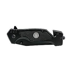 US Army Folding Elite Black Stealth Tactical Knife - Spring Assisted US Army Rescue Knife - Great Gift for the Soldier in your Life