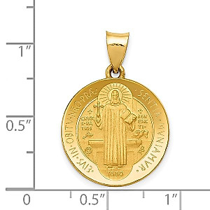 IceCarats 14K Yellow Gold Saint Benedict Medal Necklace Charm Pendant 27.4mm x 19mm Only
