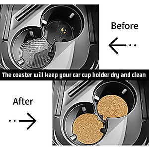 12 Pcs Car Coasters Cup Holder Insert Coaster, Absorbent Cork Bar Coaster, Heat Resistant Reusable Anti Slip Blank Drink Coaster with Fingertip Grip for Easy Removal, Car Decor Accessories for Women