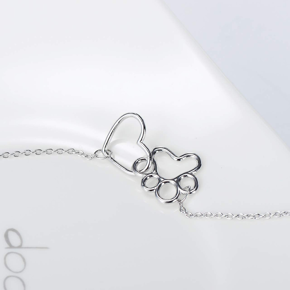 ONEFINITY Paw Print Bracelet Sterling Silver Dog Paw Bracelet Pet Cat Dog Paw Heart Jewelry for Women