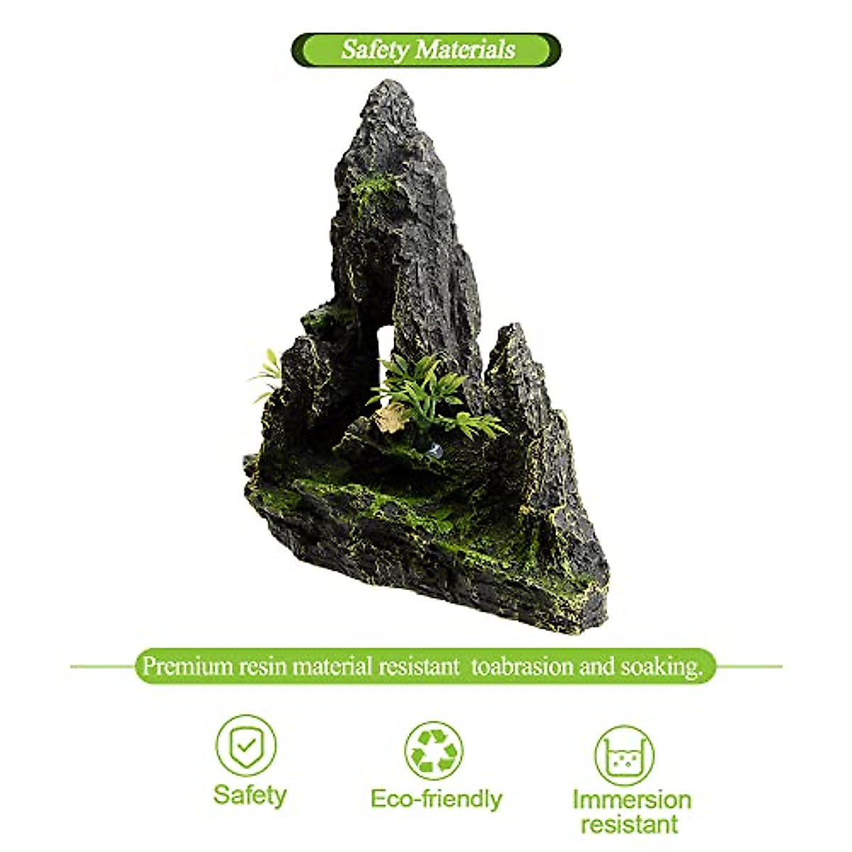 Saim Aquarium Mountain View Stone Ornament,Large Aquarium Ornament Tree Rock Cave Landscape Fish Tank Decoration