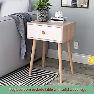 Toxz office products Modern Log Bedroom Livingroom Storage Cabinet Table,Drawer Cabinet,Solid Wood Legs,Display Desk,Anti-Slip Mat,Wood Grain Color(Ship from US!)